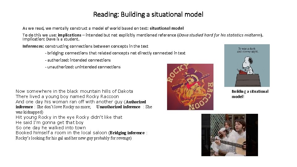 Reading comprehension Gernsbachers structure building model a step