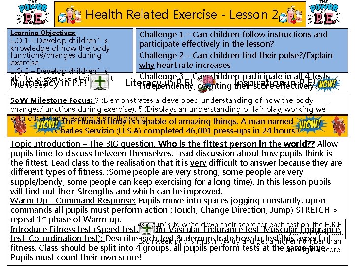 Health Related Exercise Lesson 1 Learning Objectives Challenge