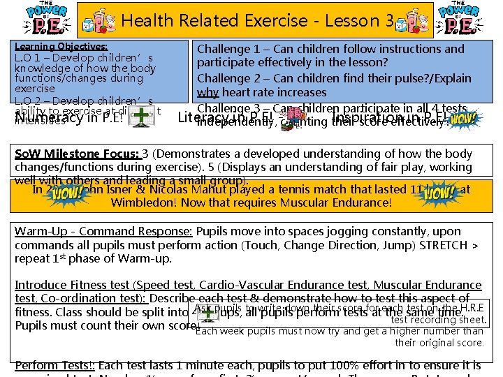 Health Related Exercise Lesson 1 Learning Objectives Challenge
