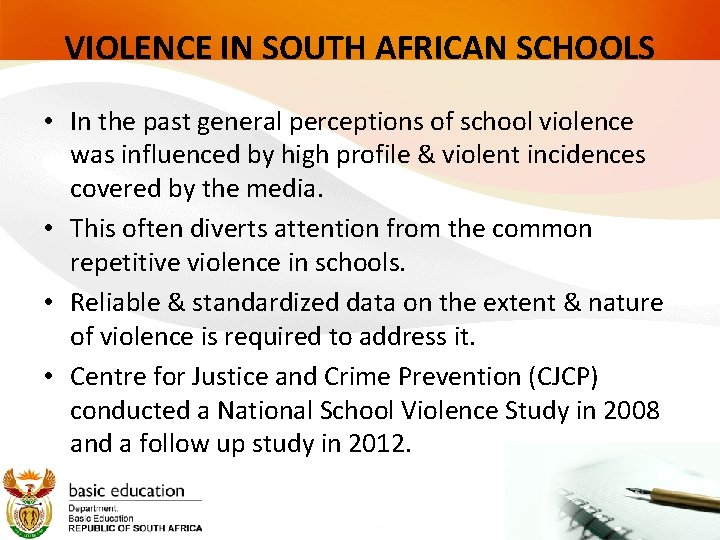 STRATEGIES FOR NON VIOLENCE IN EDUCATION Presentation by