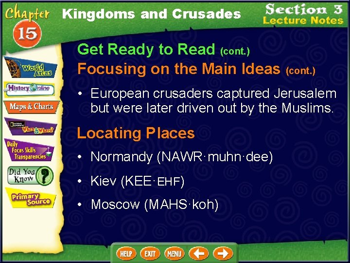 Kingdoms and Crusades Get Ready to Read Section