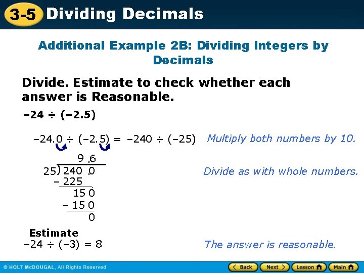 3 5 Dividing Decimals When you divide two