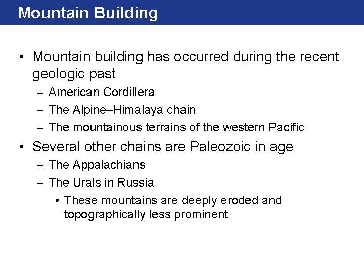 Mountain Building Evolution of Continents Earth 12 th