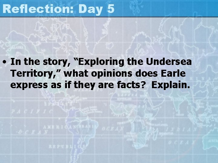 Unit 5 Week 3 Exploring the Undersea Territory