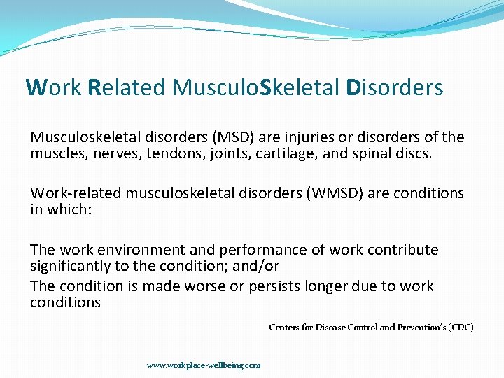 Musculoskeletal Disorders by Jane Stevenson Workplace Wellbeing www