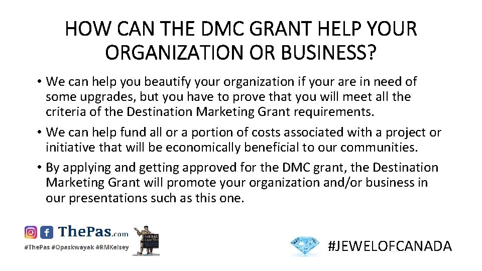 DESTINATION MARKETING GRANT PRESENTATION JEWELOFCANADA Tansi Cree HELLO