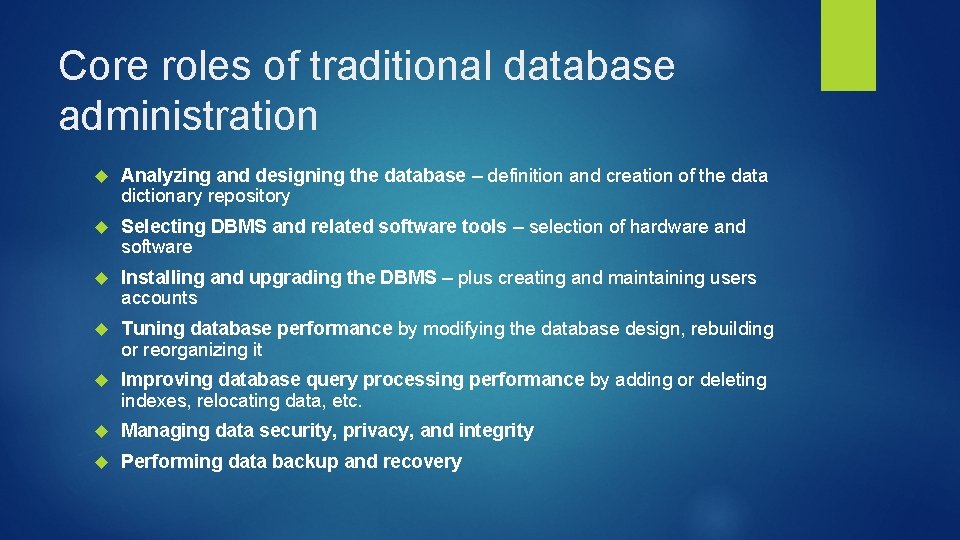 Data and database administration KAROLINA MUSZYSKA Based on