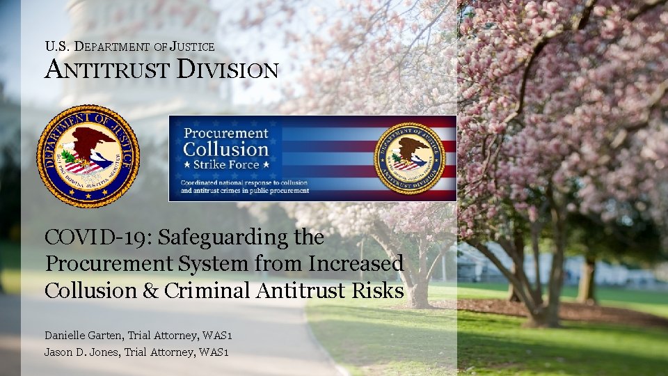 U S DEPARTMENT OF JUSTICE ANTITRUST DIVISION COVID19