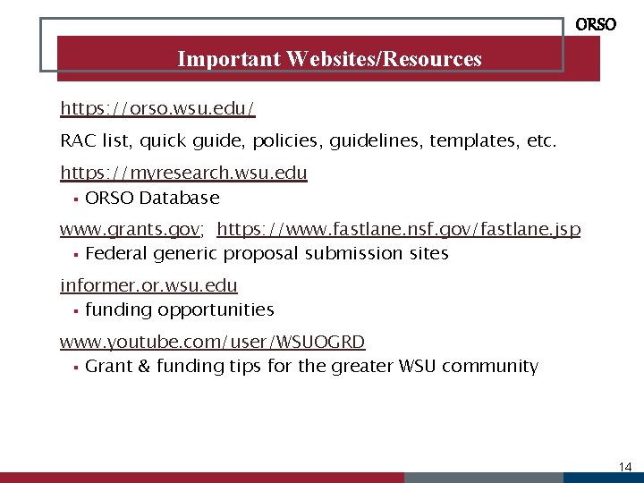 WSU Research Administration Series Life Cycle of a