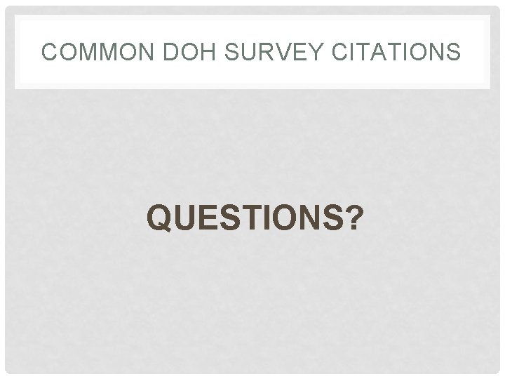 COMMON DOH SURVEY CITATIONS RANDY BENSON PH D