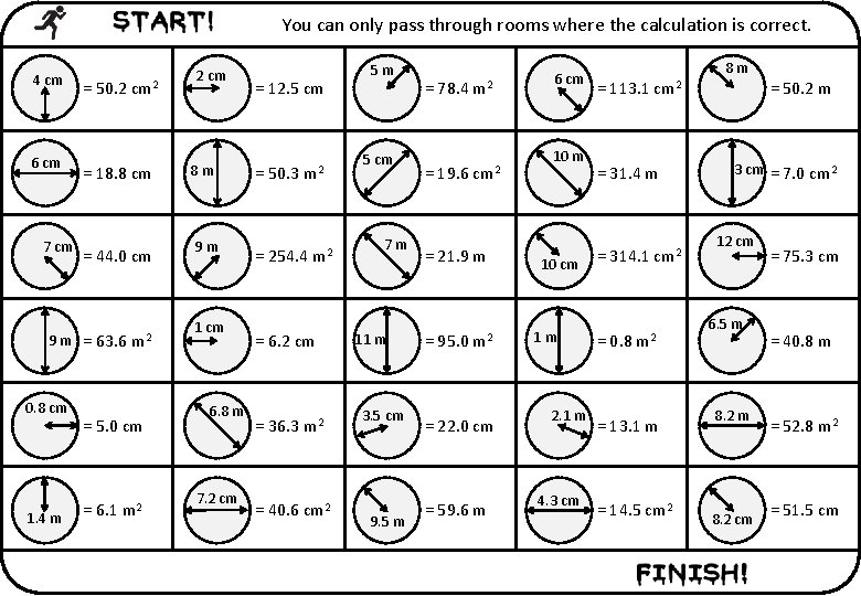 Circle Area Circumference True or False Maze Students