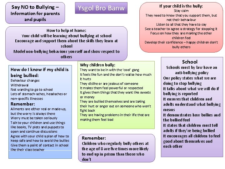 Say NO to Bullying Information for parents and