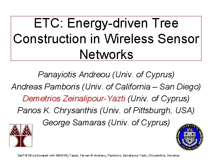 ETC Energydriven Tree Construction in Wireless Sensor Networks