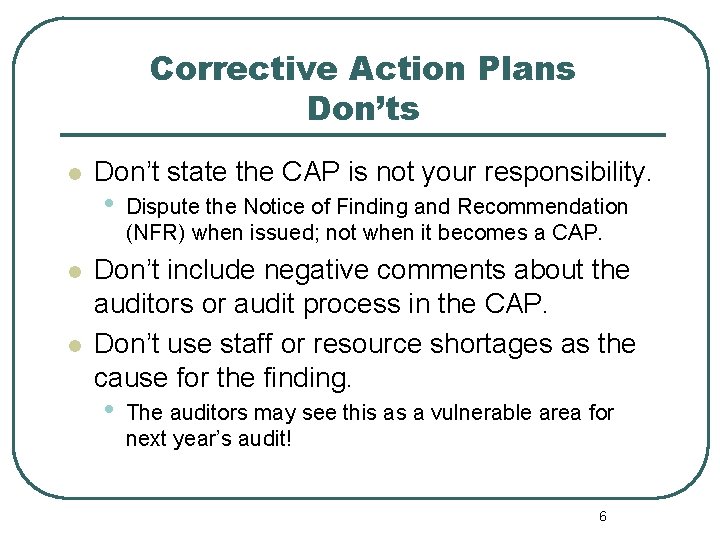 HOW TO WRITE A CORRECTIVE ACTION PLAN CAP