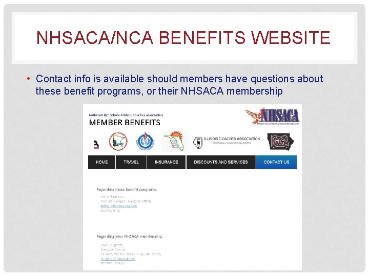 NHSACANCA MEMBER BENEFIT PROGRAMS PROGRAM AND WEBSITE OVERVIEW