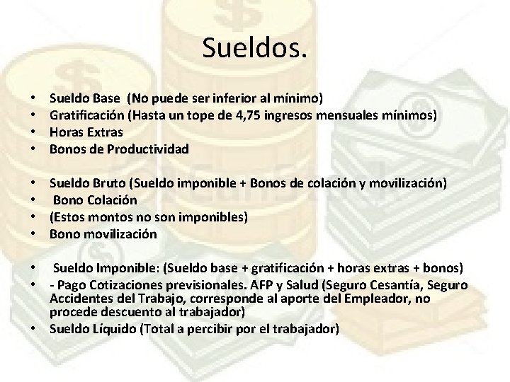 Sueldos y Sobresueldos CALCULO DE REMUNERACIONES Cules son