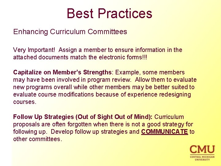 Best Practices Managing Agendas and the Electronic Curriculum