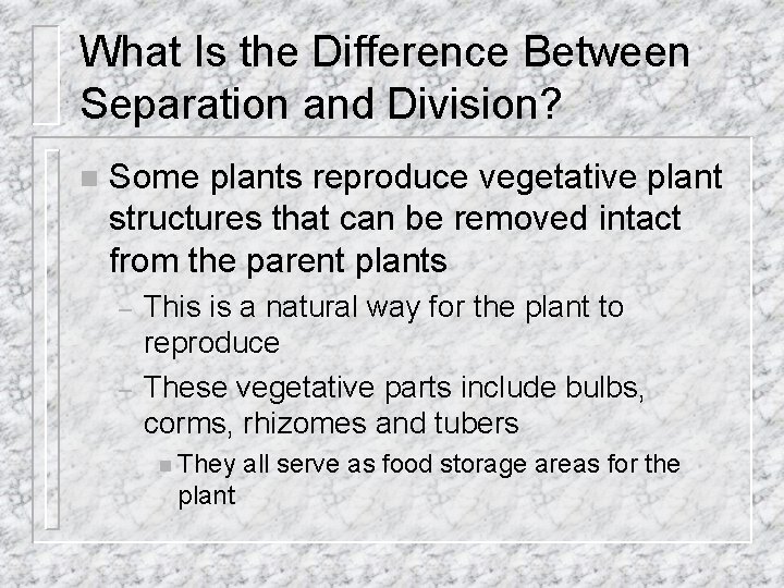 Lesson 4 Propagating Plants by Division Separation and