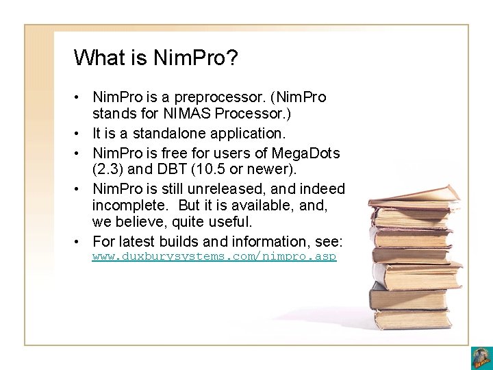 Transcribing NIMAS Files Using DBT and Nim Pro