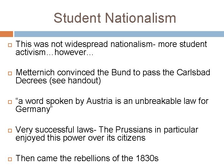 FORCES FOR CHANGE AFTER 1815 LIBERALISM AND NATIONALISM