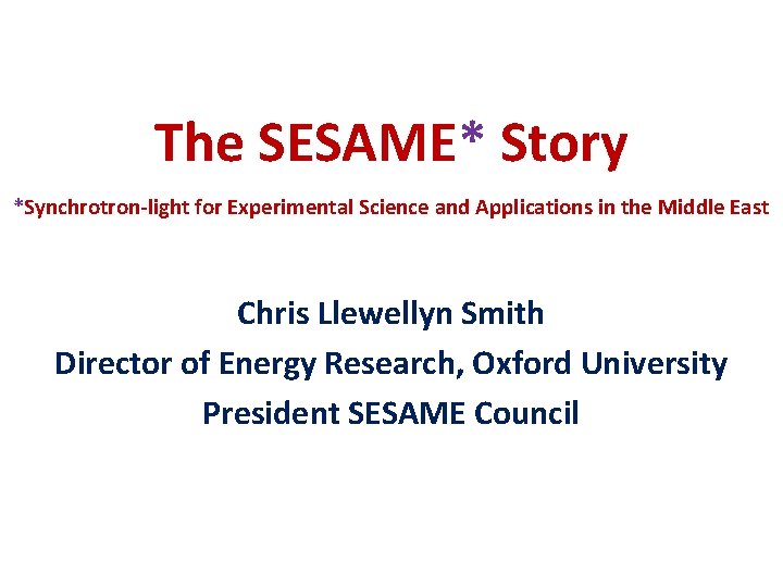 The SESAME Story Synchrotronlight for Experimental Science and