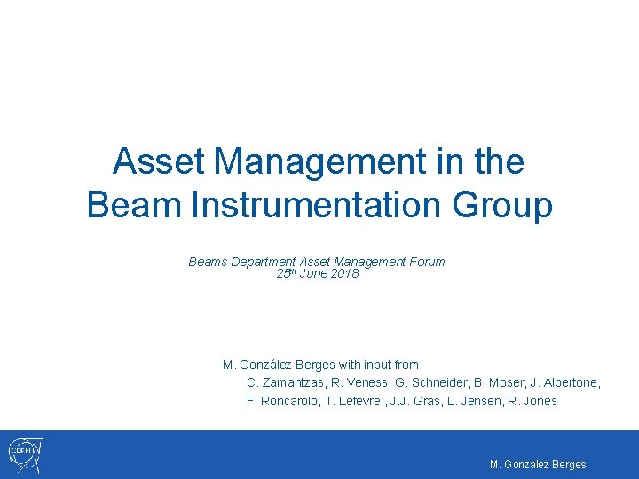 Asset Management in the Beam Instrumentation Group Beams