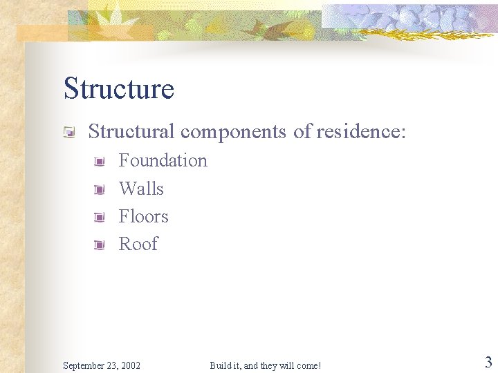Residential Building Construction Barbara Grodaes September 23 2002