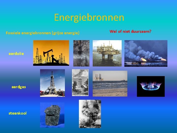 Energiebronnen Fossiele energiebronnen grijze energie aardolie aardgas ...
