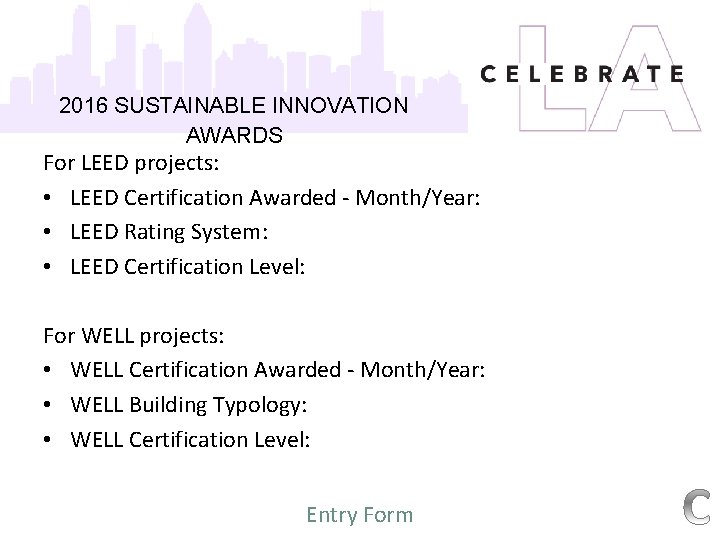 2016 SUSTAINABLE INNOVATION AWARDS 1 Entry Form 2016