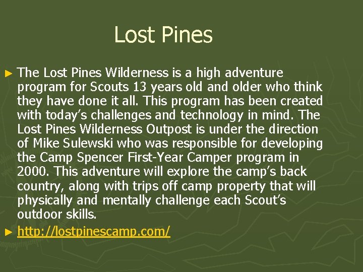 Broad Creek Memorial Scout Reservation YearRound Opportunities Backpacking