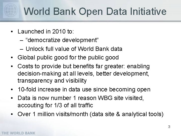 Open Data at the World Bank Daniel Kull