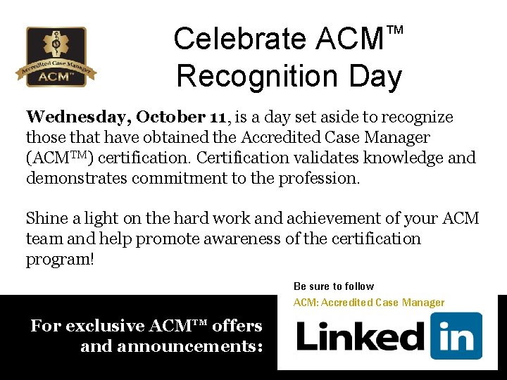 National Case Management Week October 8 14 2017