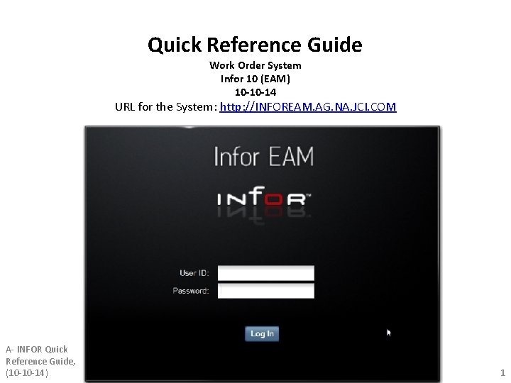 Quick Reference Guide Work Order System Infor 10