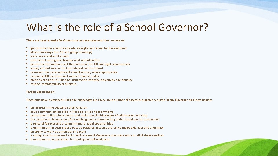 Summerlea Community Primary School Governor Application Pack Welcome