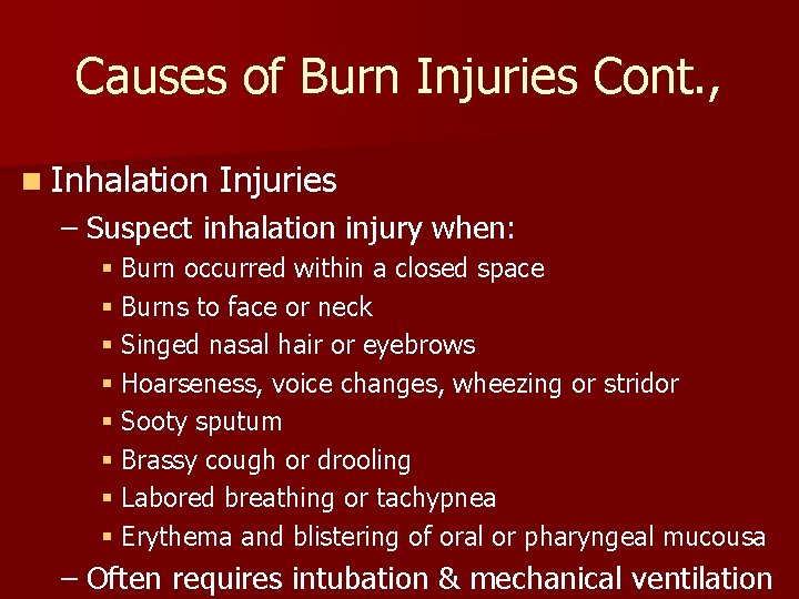 Management of the Burn Injured Client Anatomy of