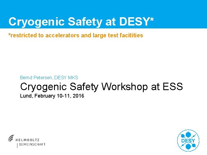 Cryogenic Safety at DESY restricted to accelerators and