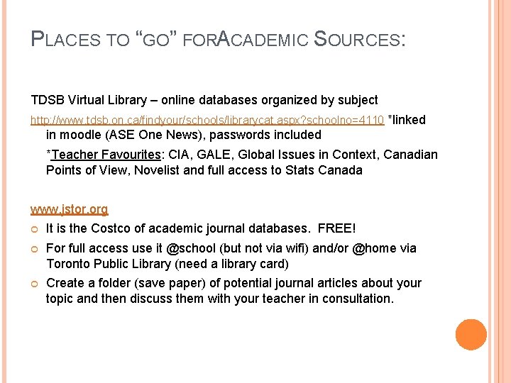 THE RESEARCH PROCESS 1 Where do I begin