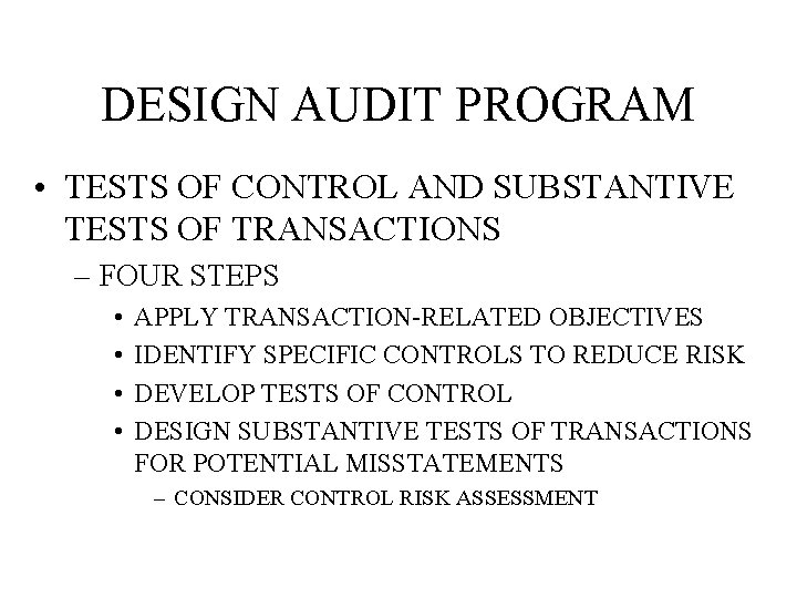 CHAPTER 10 OVERALL AUDIT PLAN AND AUDIT PROGRAM