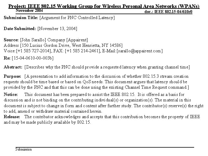Project IEEE 802 15 Working Group for Wireless