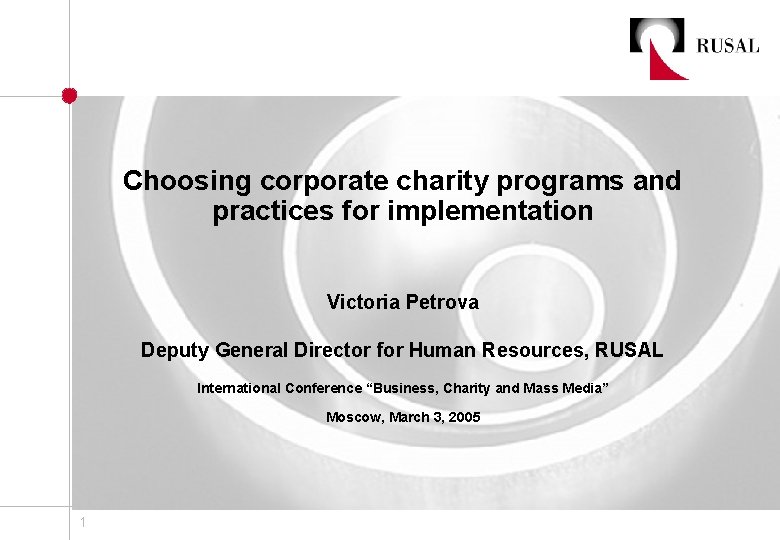 Choosing corporate charity programs and practices for implementation