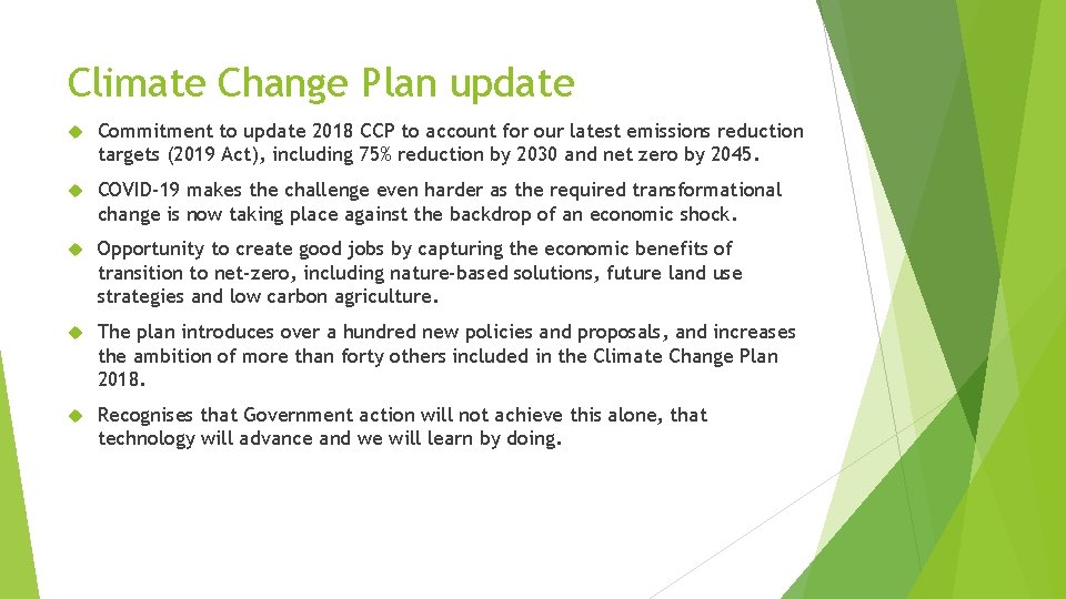 Climate Change Plan update Kirsten Beddows Head of