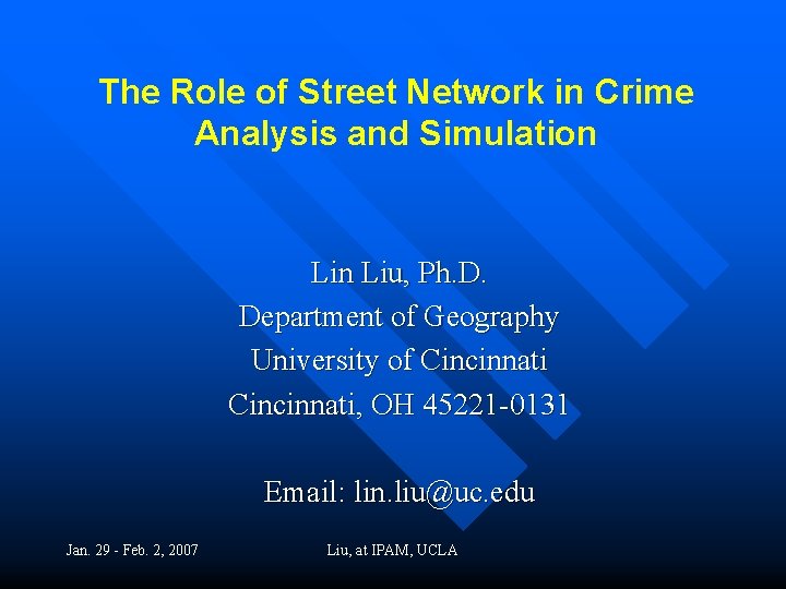 The Role of Street Network in Crime Analysis