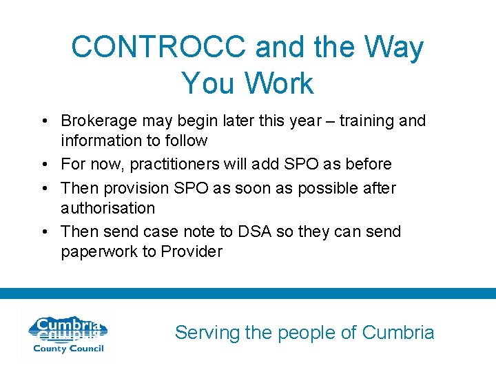 What is CONTROCC Serving the people of Cumbria