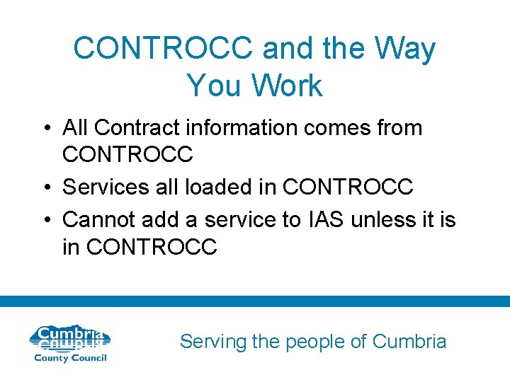 What is CONTROCC Serving the people of Cumbria