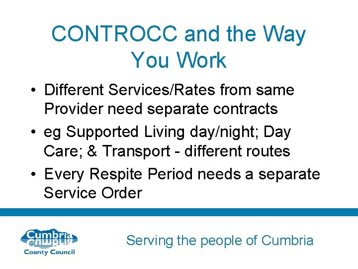 What is CONTROCC Serving the people of Cumbria