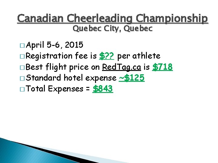 GA Cheerleading Expectations Mini All in province competitions