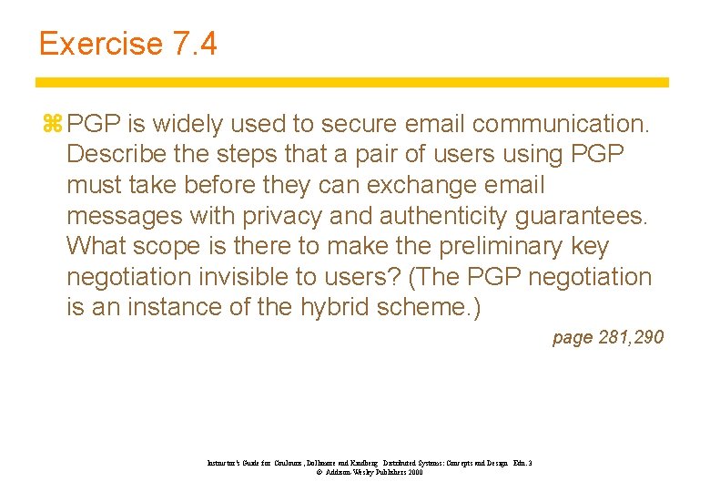 Exercises for Chapter 7 Security From Coulouris Dollimore