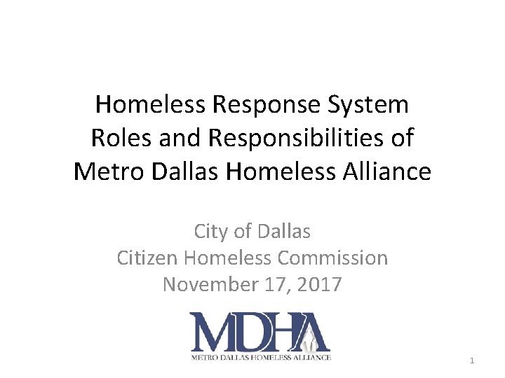 Homeless Response System Roles and Responsibilities of Metro