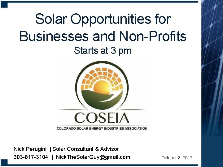 Solar Opportunities for Businesses and NonProfits Starts at