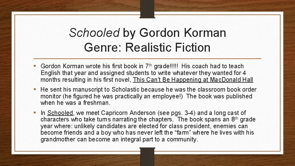 Favorite Authors Grade 7 Book Talk October 2016